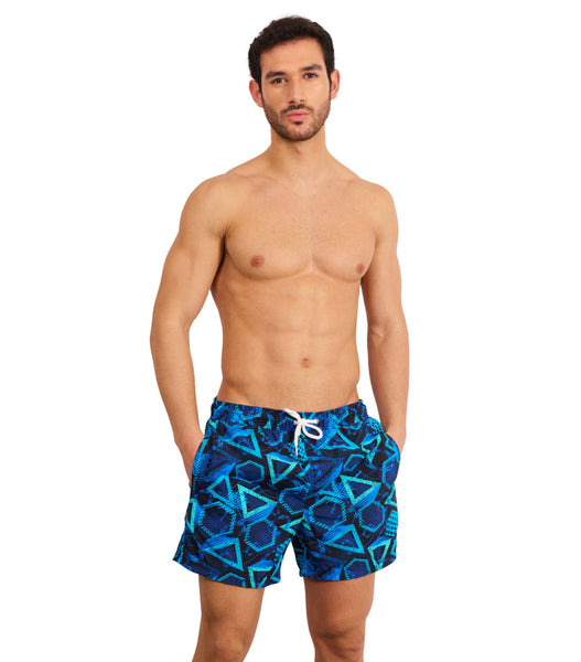 Mens Traditional Printed Beach Board Swimming Shorts - Blue Lagoon – Kiniki